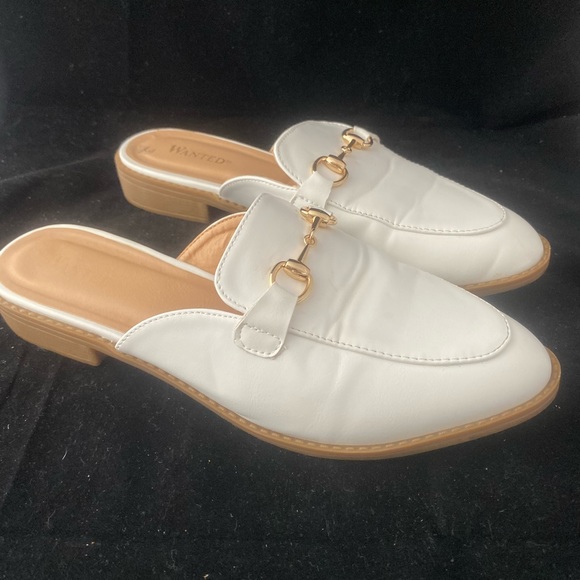 Wanted | Shoes | Wanted Bitman White Mules Rose Gold Bars 7 | Poshmark